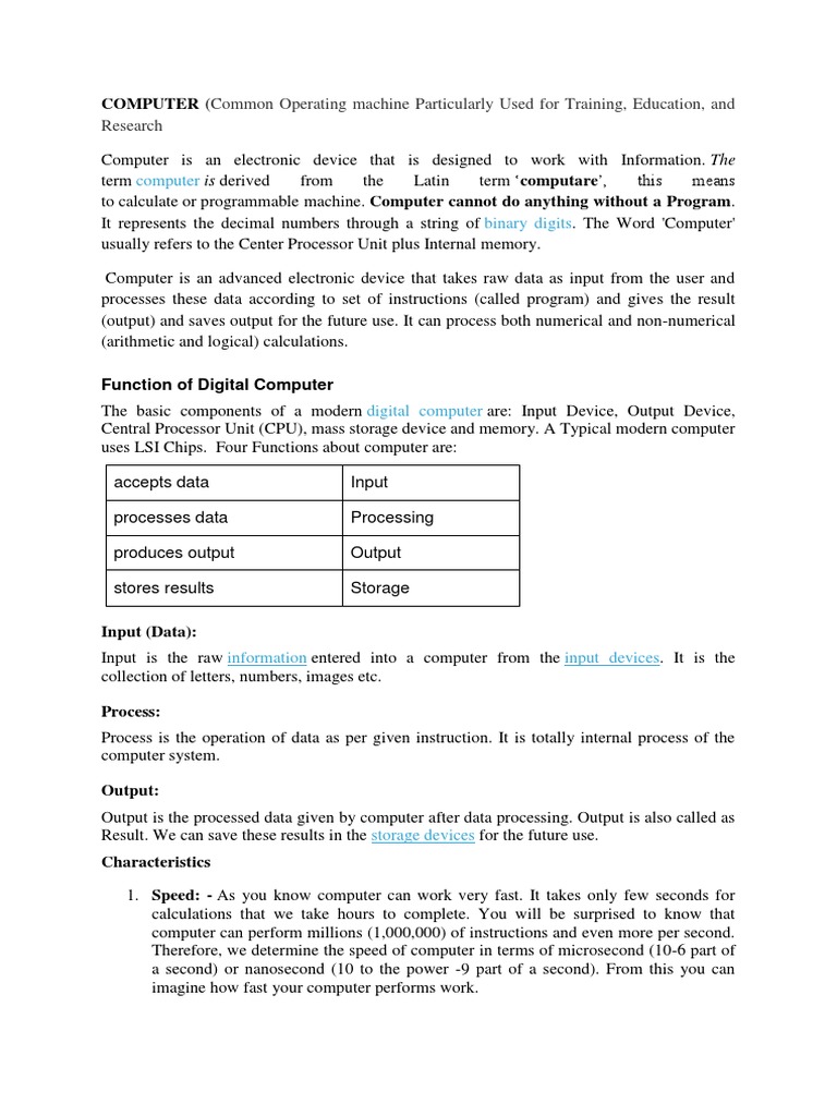 Computer Binary Digits | PDF | Input/Output | Central Processing Unit
