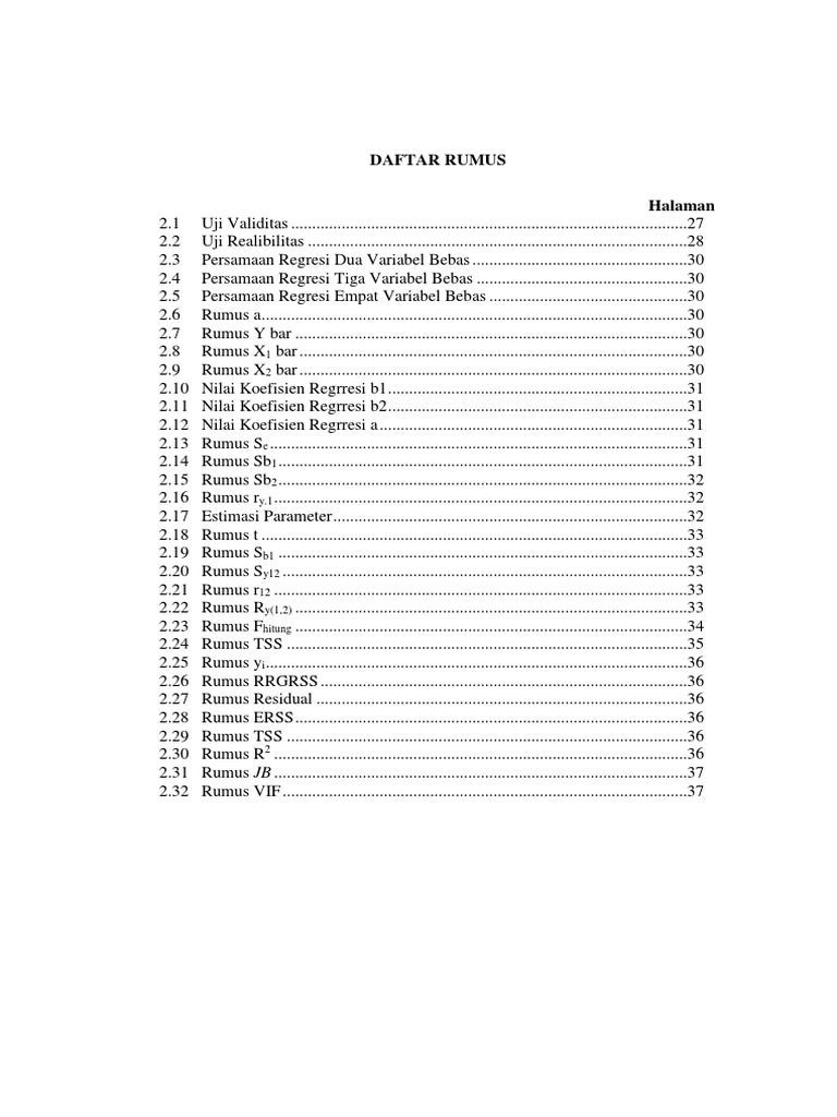 Daftar Rumus | PDF