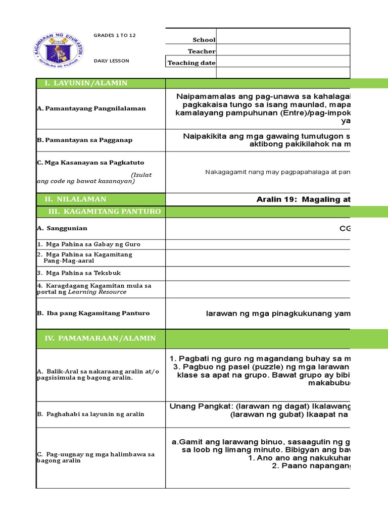 DLP Esp Week 6qrtr 3 | PDF