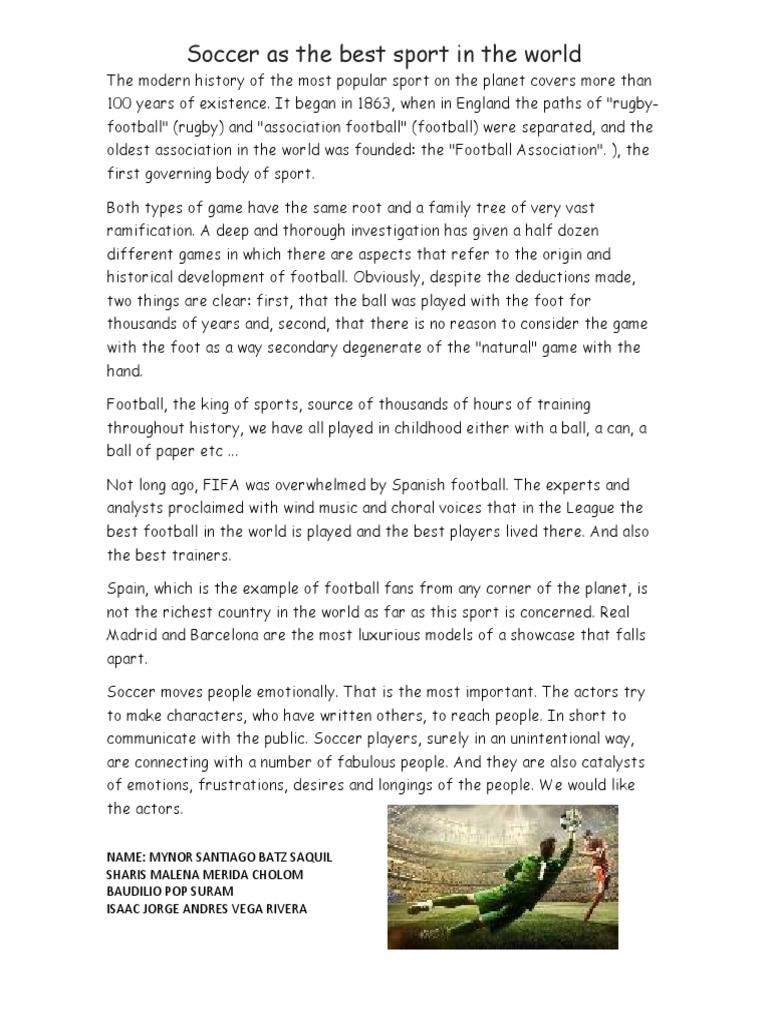 Soccer As The Best Sport in The World | PDF
