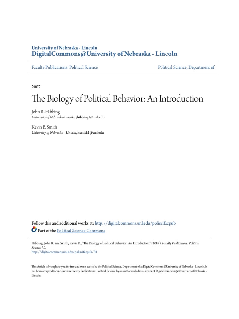 The Biology of Political Behavior | PDF | Science | Biology