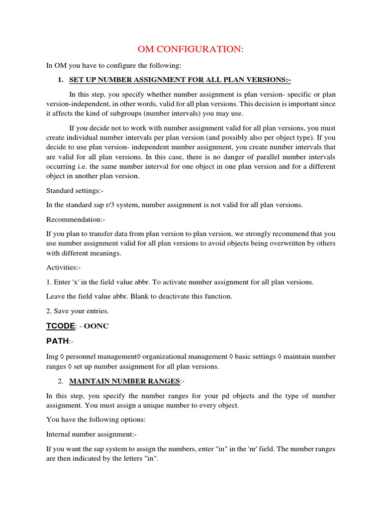 Om Configuration Paths and Tcodes | PDF | Object (Computer Science) | Working Time