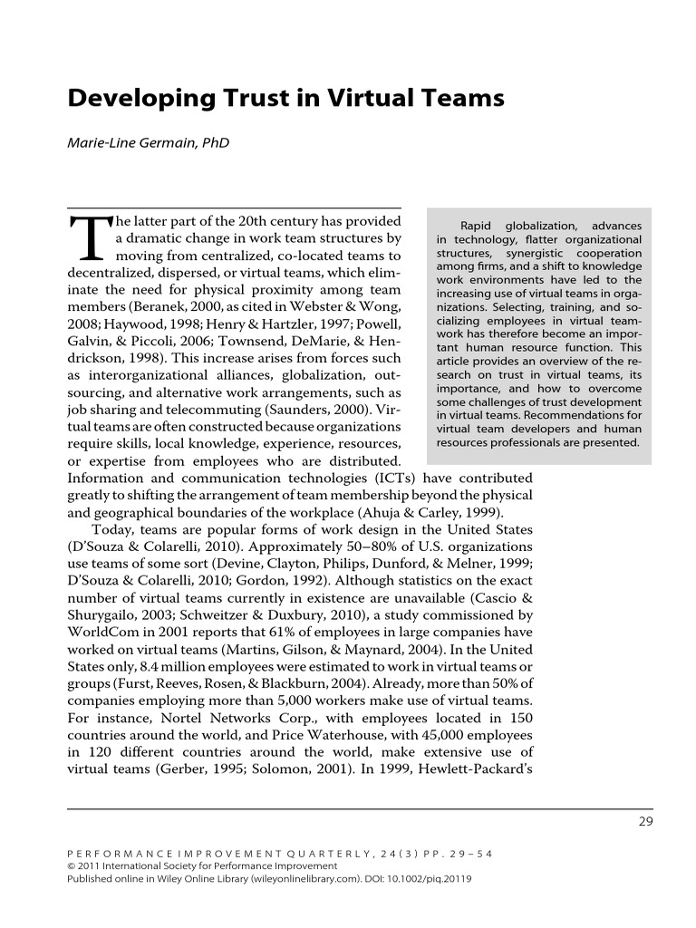 Trust Building for Virtual Teams | PDF | Trust (Emotion) | Communication