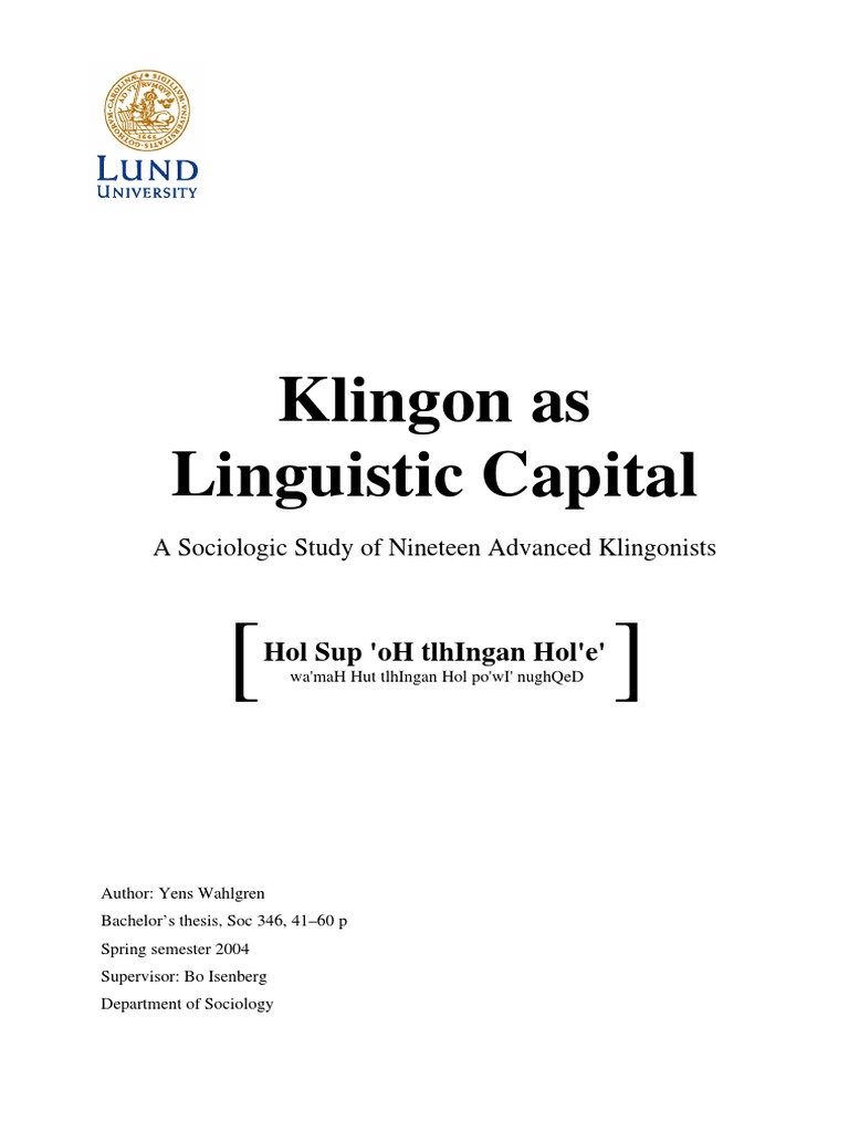 Klingon As Linguistic Capital | PDF | Qualitative Research | Socialization