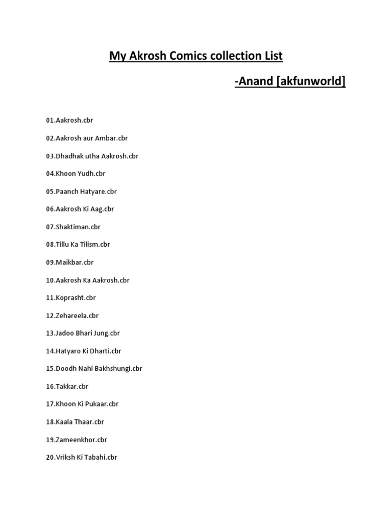 Akrosh Comics Collection - Akfunworld | PDF