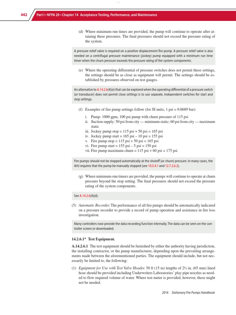 Part I - NFPA 20 - Chapter 14 Acceptance Testing, Performance, and ...