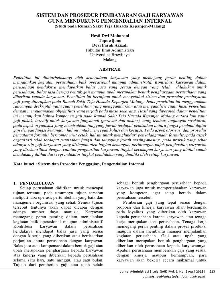 Sistem Penggajian di RS Teja Husada | PDF