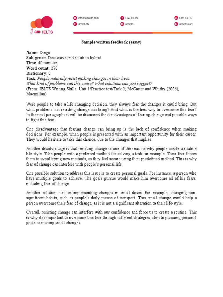 Sample - Feedback Essay | PDF | Causality | Brainstorming