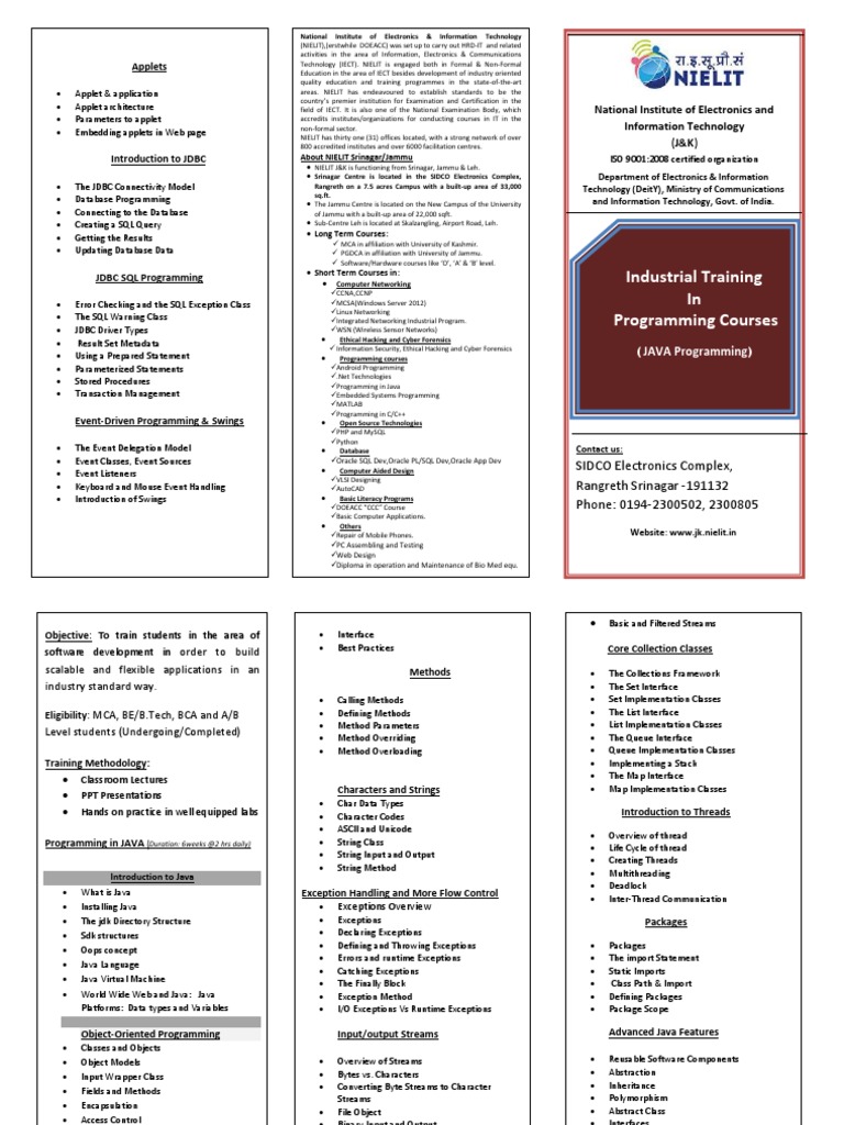 Brochure Training Java Programming Pdf Method Computer Programming Class Computer