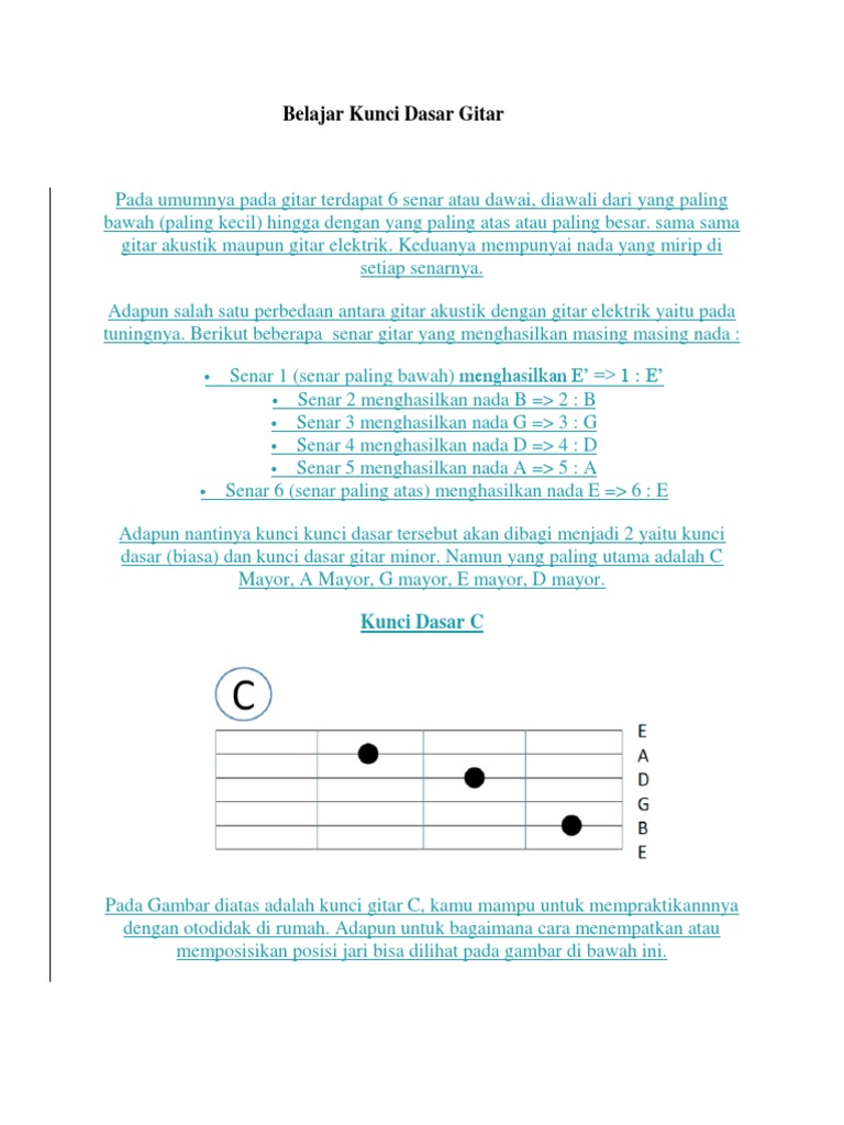 Belajar Kunci Dasar Gitar | PDF