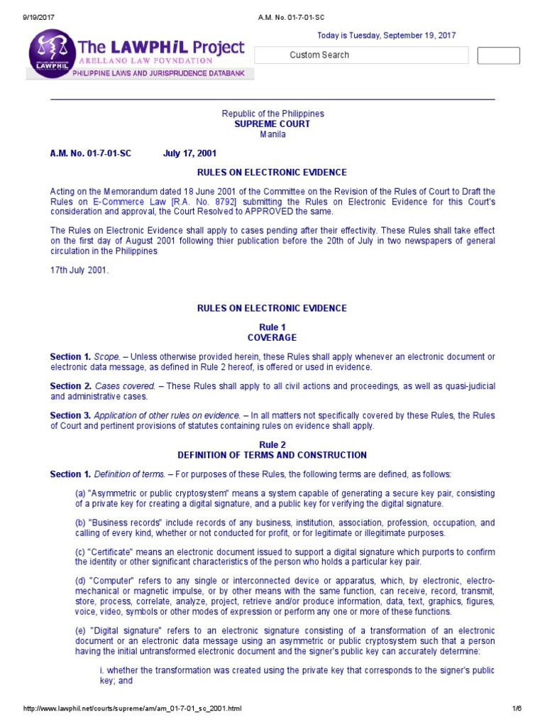 Rules On Electronic Evidence | PDF | Affidavit | Public Key Cryptography