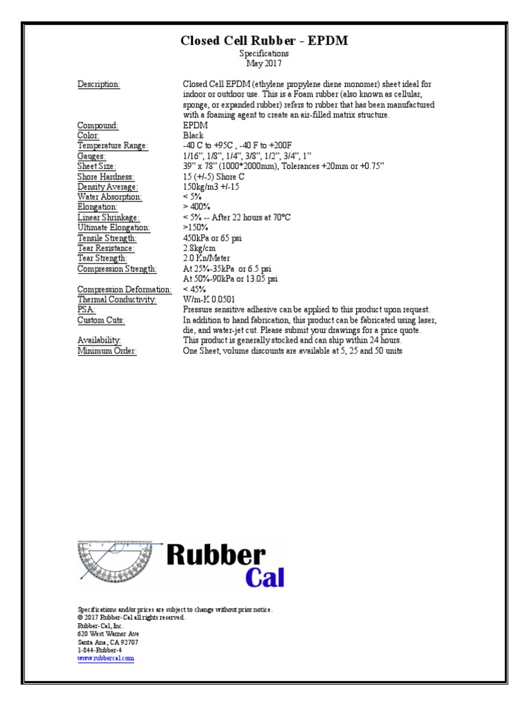 Foam Cell Data Sheet | PDF