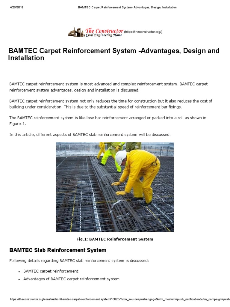 BAMTEC Carpet Reinforcement System - Advantages, Design, Installation ...