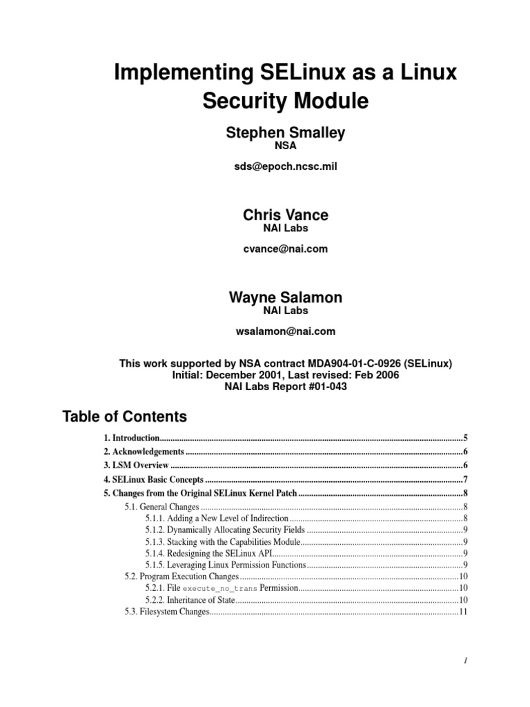 Implementing Selinux As Linux Security Module Report Pdf Computer Data Unix