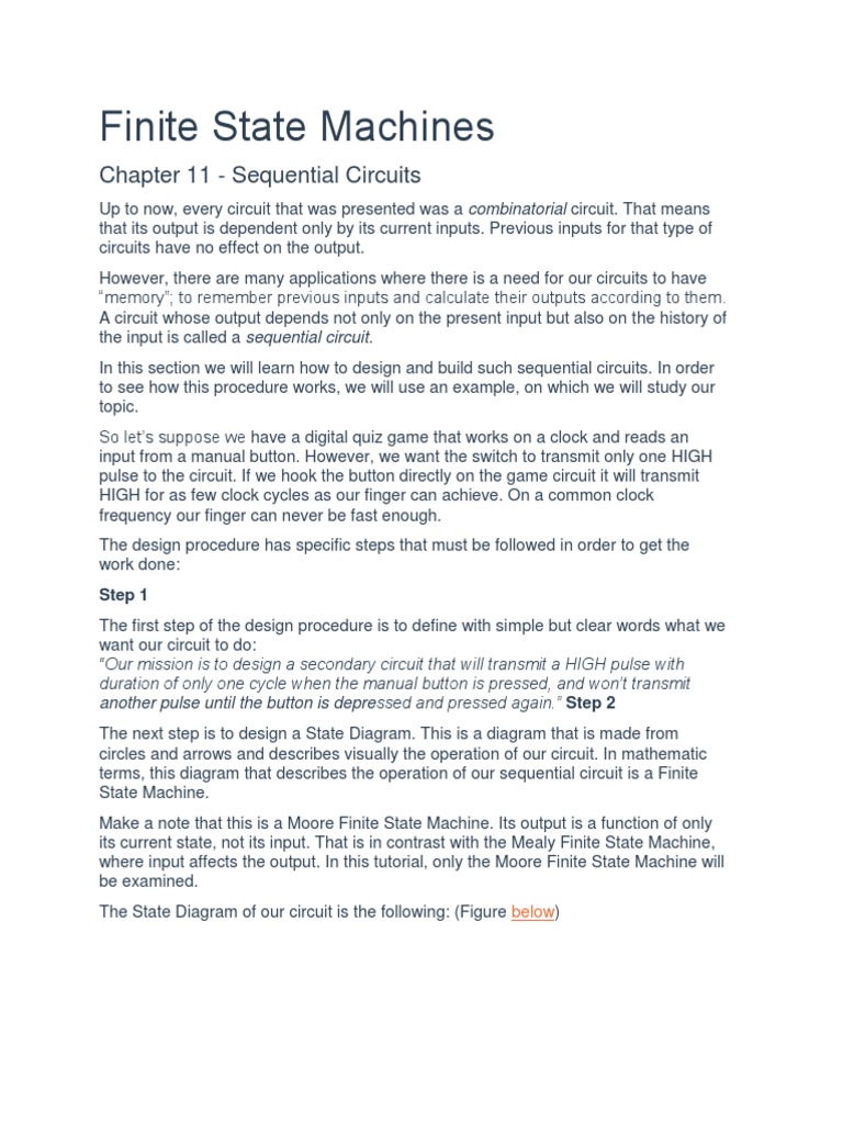 Finite State Machines: Chapter 11 - Sequential Circuits | PDF | Cmos ...