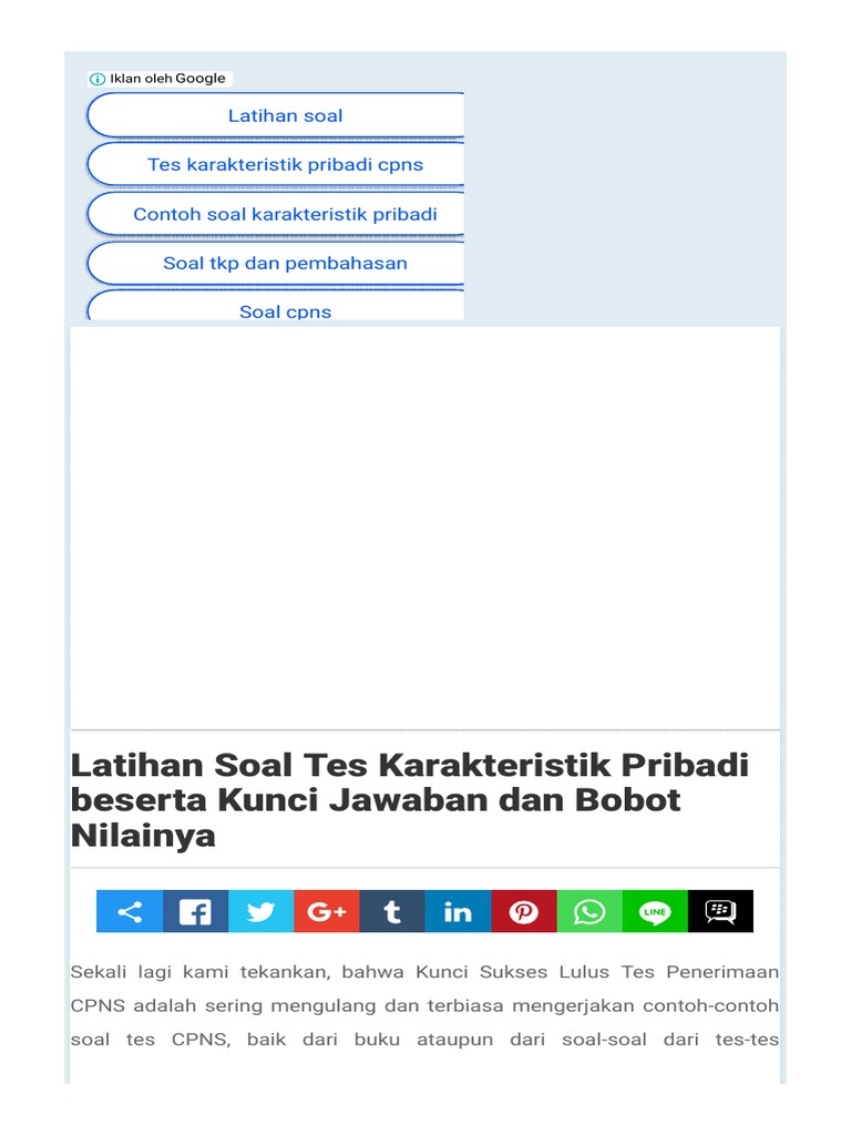 Contoh Soal Latihan Tes Karakteristik TKP | PDF