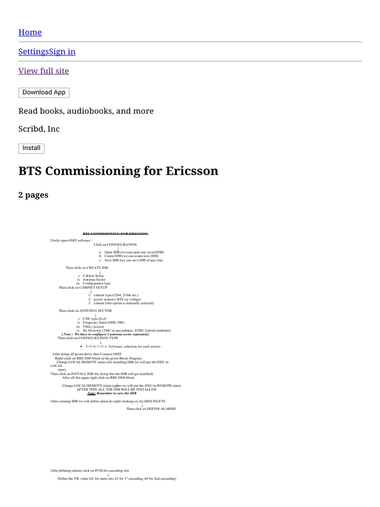 BTS Commissioning For Ericsson | PDF | Electricity | Computing