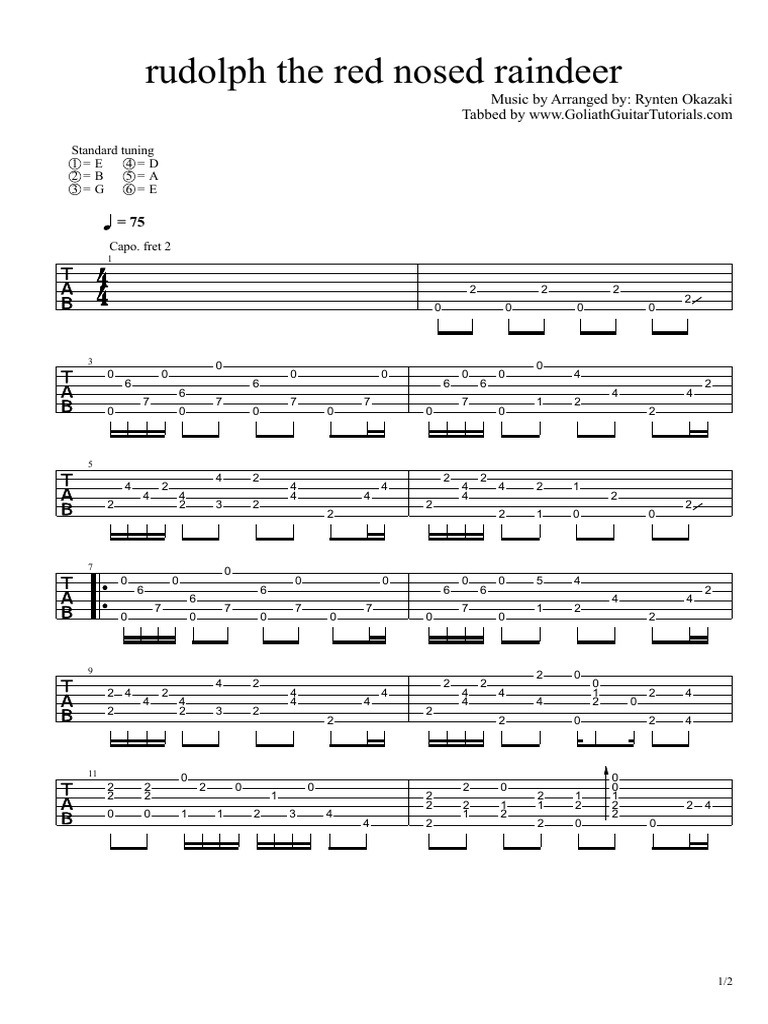 Rudolph The Red Nosed Raindeer PDF | PDF | String Instruments | Guitar ...
