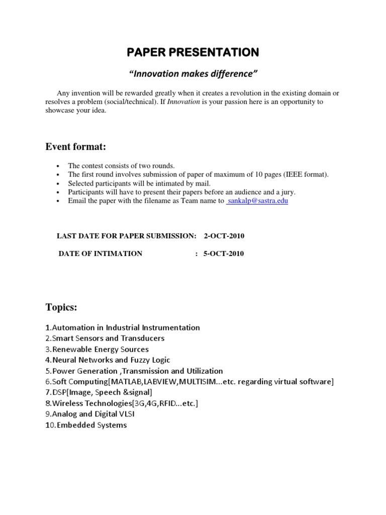 Innovation Paper Presentation Contest | PDF