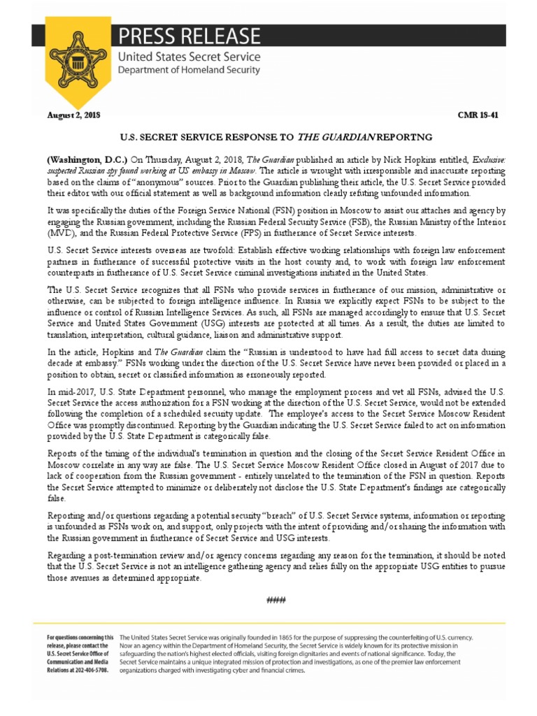 CMR Secret Service Response To The Guardian Reporting | Download Free ...