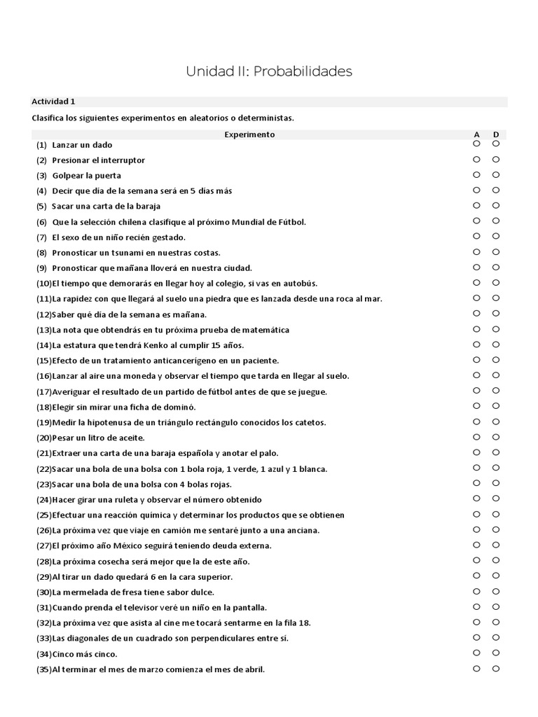 Unidad II Probabilidad | PDF | Jugando a las cartas | Probabilidad
