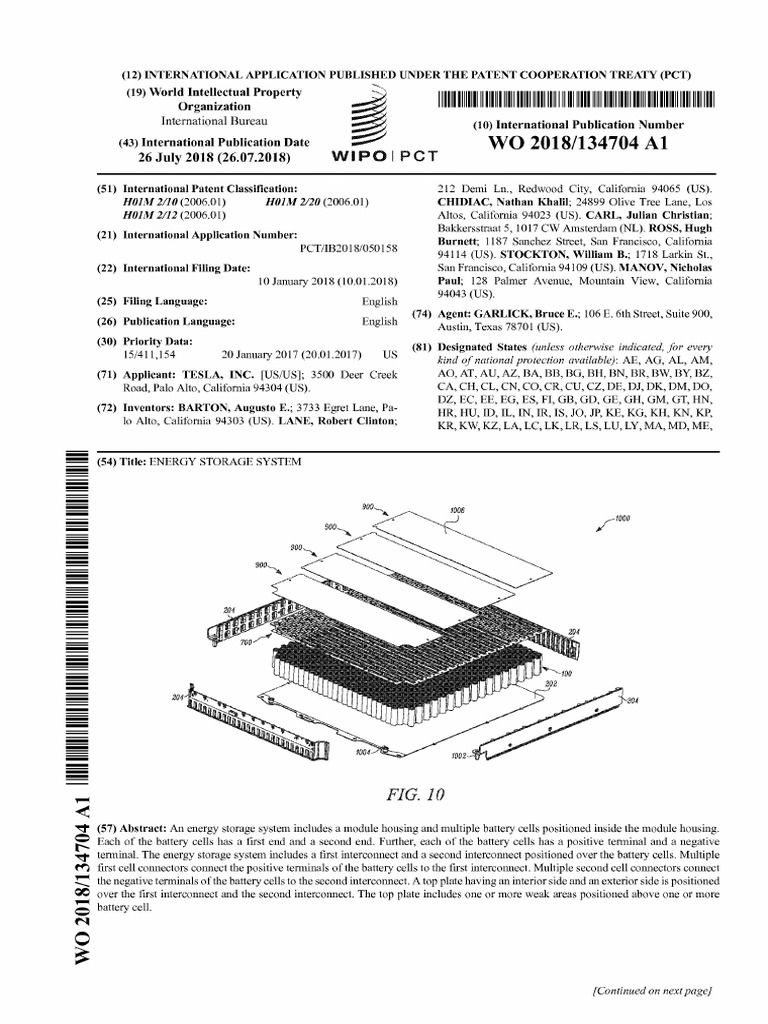 Tesla Patent Battery Module | PDF