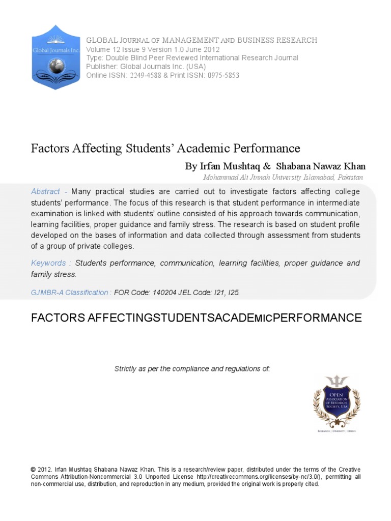 3 Factors Affecting Students Academic | PDF | Errors And Residuals ...