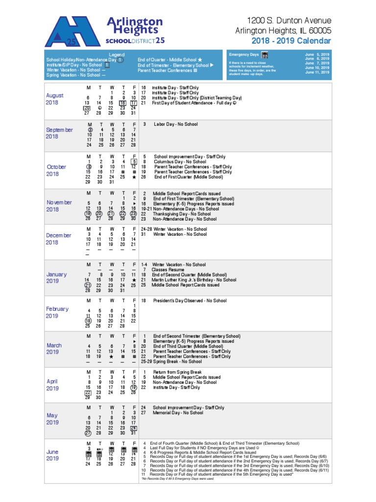 2018-2019 Calendar | PDF | Academic Term | Educational Institutions