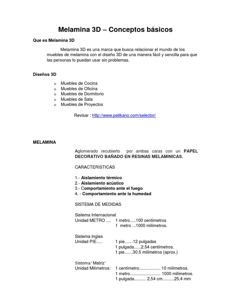1.melamina Conceptos B Sicos | PDF | Pulgada | Naturaleza