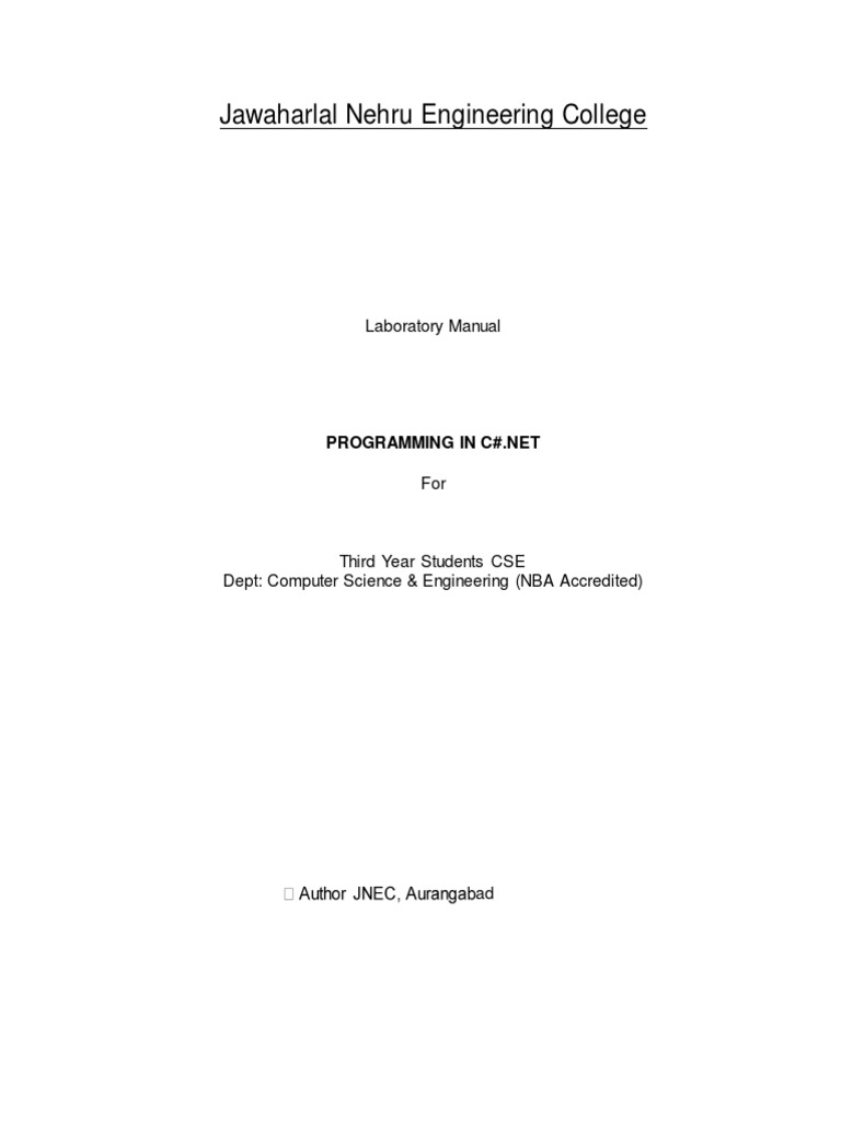 C# Manual | PDF | Control Flow | Class (Computer Programming)