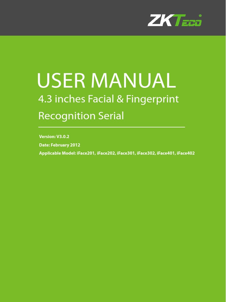 4.3 Inches Facial & Fingerprint Recognition Series Product User Manual ...