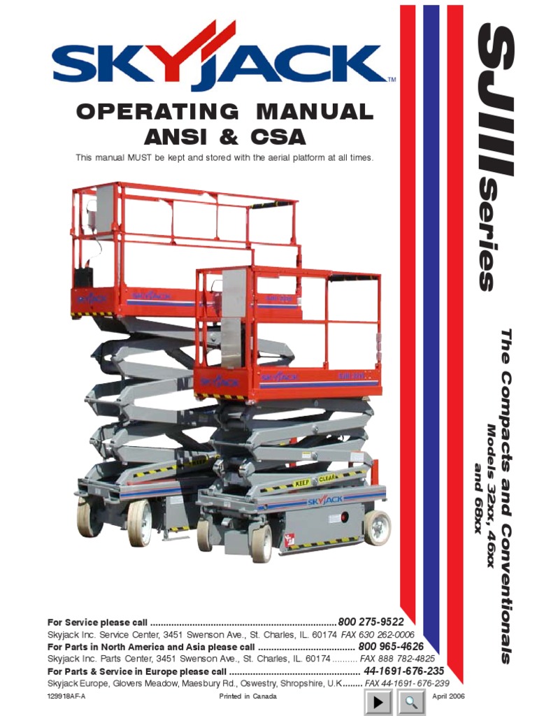 Operating Manual for SJIII Series Compact and Conventionals Aerial ...