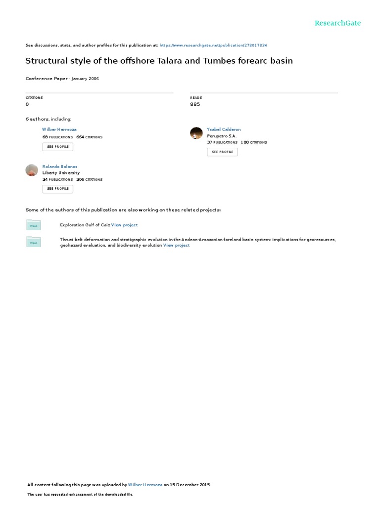 Structural Style of The Offshore Talara and Tumbes Forearc Basin | PDF ...