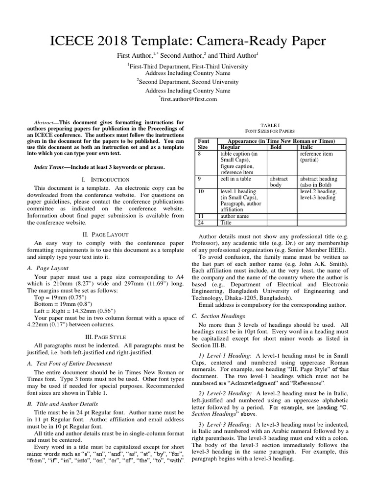 ICECE 2018 Template | PDF | Paragraph | Times New Roman