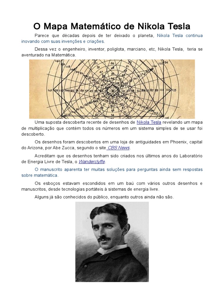 O Mapa Matemático de Nikola Tesla: Uma Descoberta que Pode Revolucionar ...