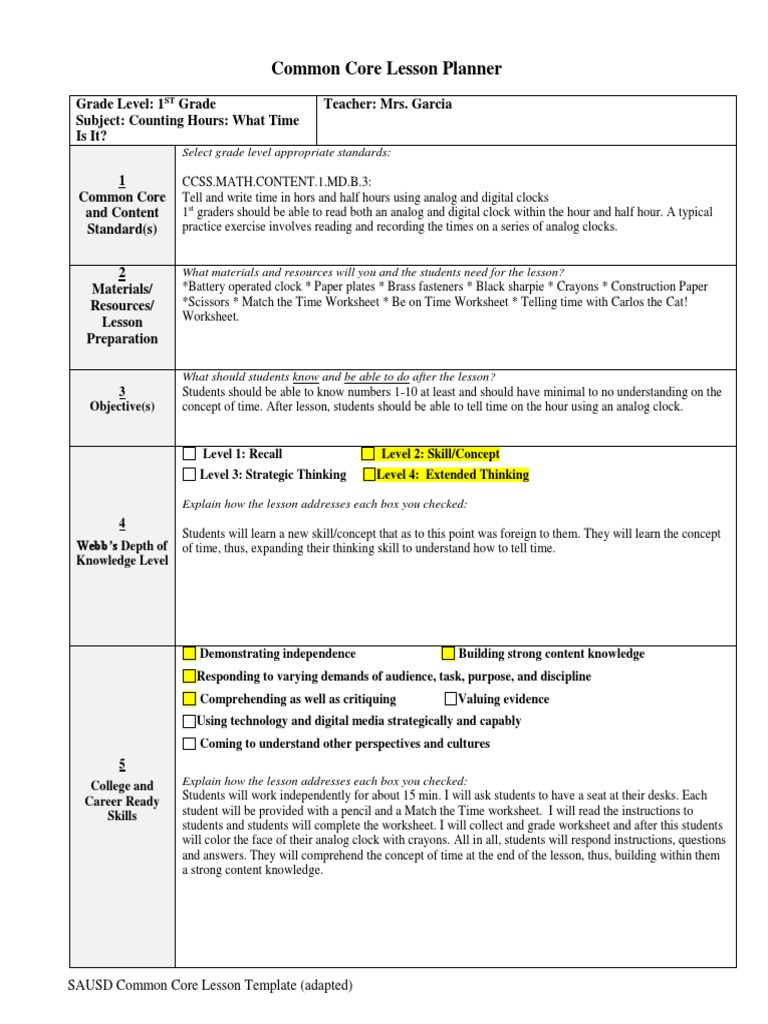 Common Core Lesson Planner | PDF | Common Core State Standards ...