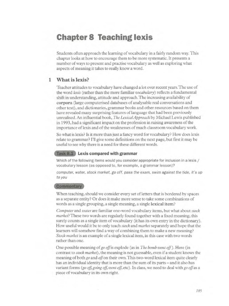 Scrivener Chapter 8 Teaching Lexis | PDF