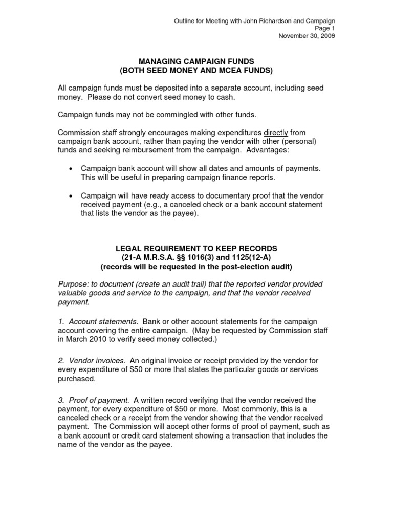 Campaign Fund Management Guidelines | PDF | Payments | Receipt