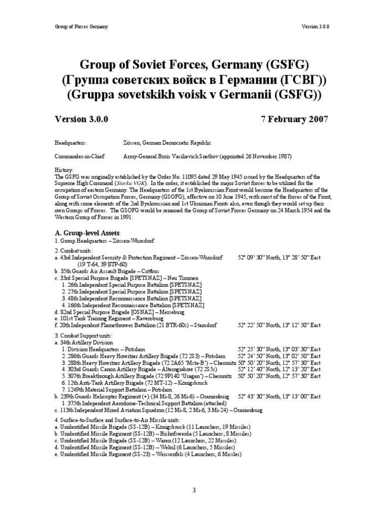 Group of Soviet Forces Germany | PDF | Division (Military) | Regiment