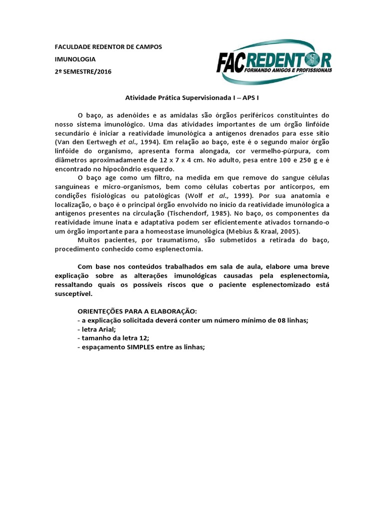 APS I - Imunologia PDF | PDF