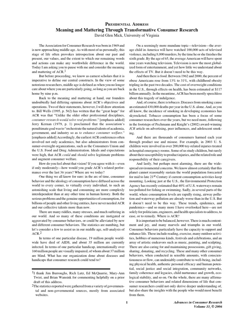 Transformative Consumer Research Pdf Marketing Research Obesity