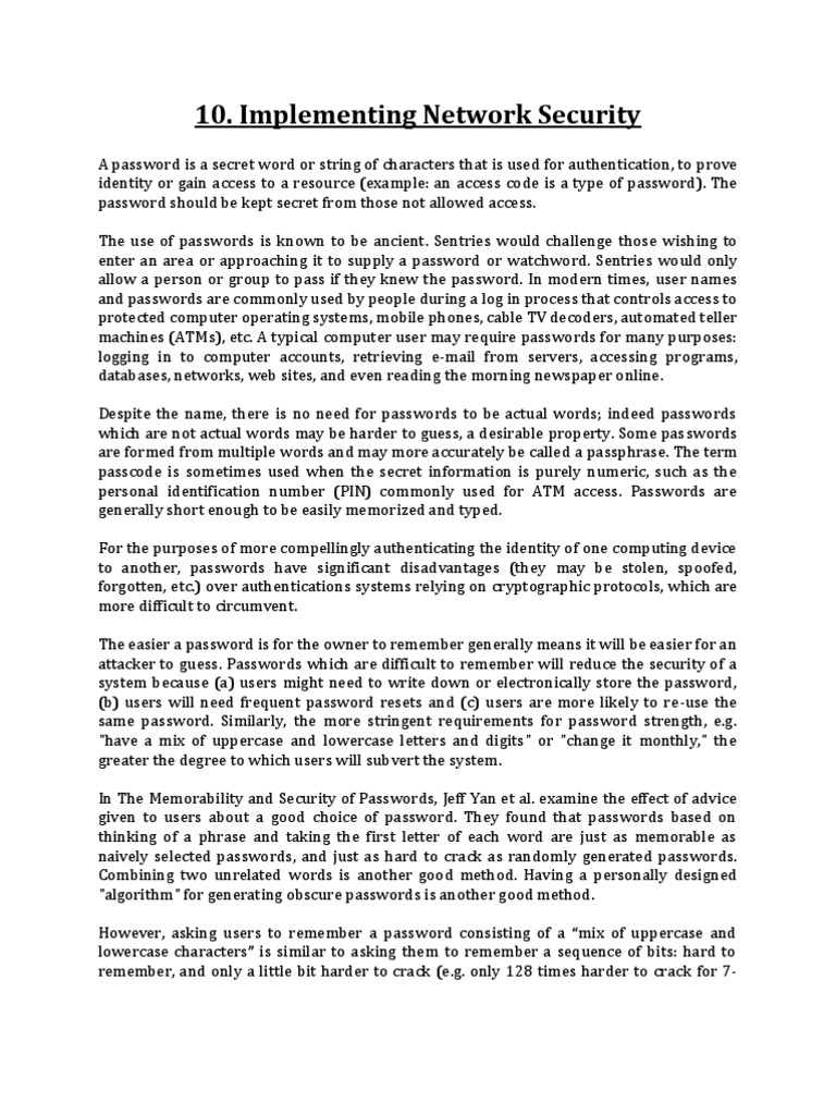 Implementing Network Security | PDF | Firewall (Computing) | Password