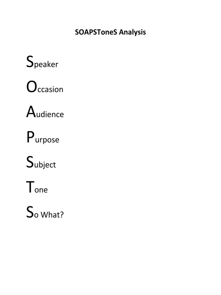 SOAPSToneS Analysis Guide | PDF | Language Arts & Discipline