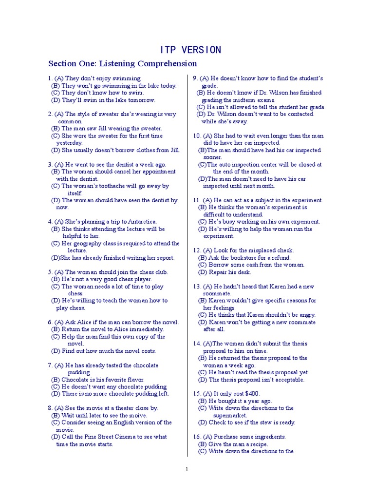 TOEFL Itp Practice Test | PDF | Glacier | Ice Age