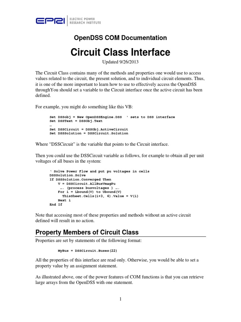 OpenDSS Circuit Interface PDF | PDF | Subroutine | Pointer (Computer Programming)