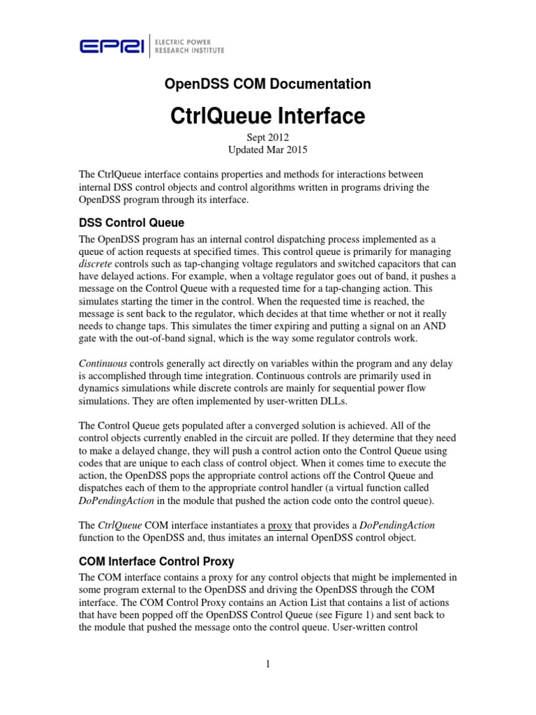 Opendss Ctrlqueue Interface Pdf Download Free Pdf Component Object Model Interface Computing