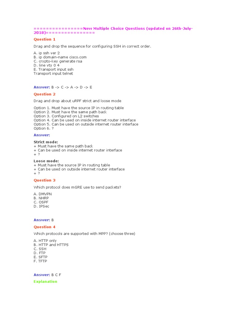 New Multiple Choice Questions CCNP TSHOOT | PDF | Router (Computing) | Internet Protocols