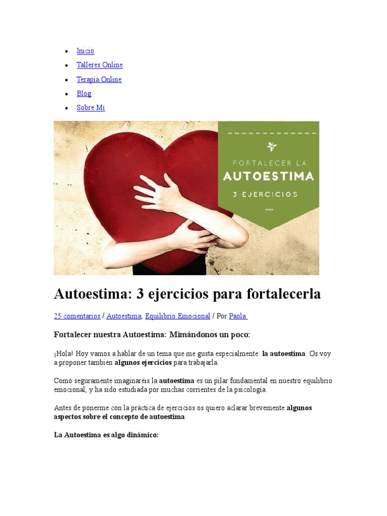 Ejercicios Autoestima | PDF | Neurociencia | Aparición
