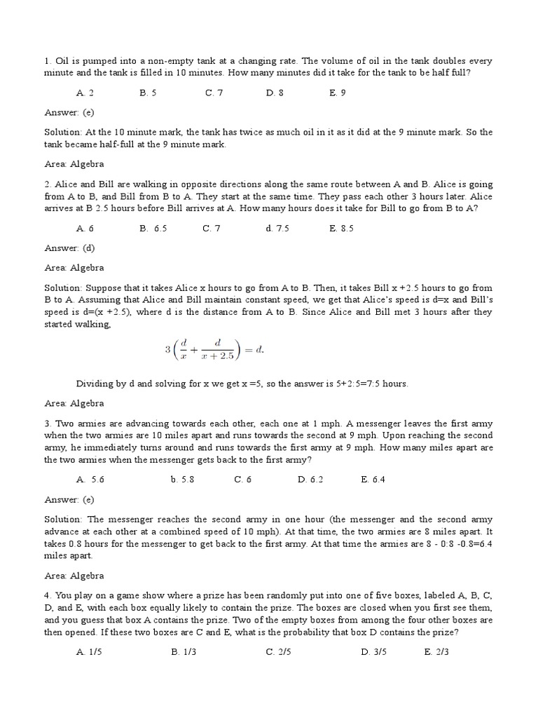 Civil Service Math 50QnAExplanation | PDF | Prime Number | Mathematical ...