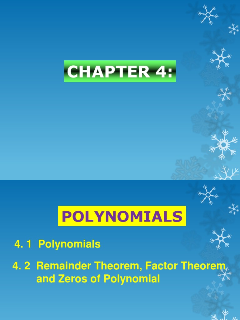 Chapter 4 Polynomials | PDF | Polynomial | Zero Of A Function